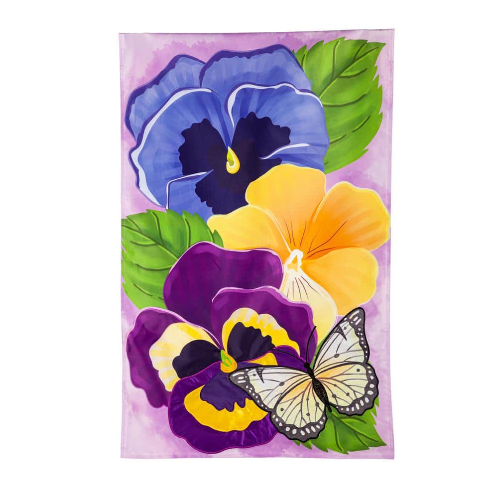 Evergreen Enterprises 2-1/3 ft. x 3-2/3 ft. Pansy and Butterfly ...