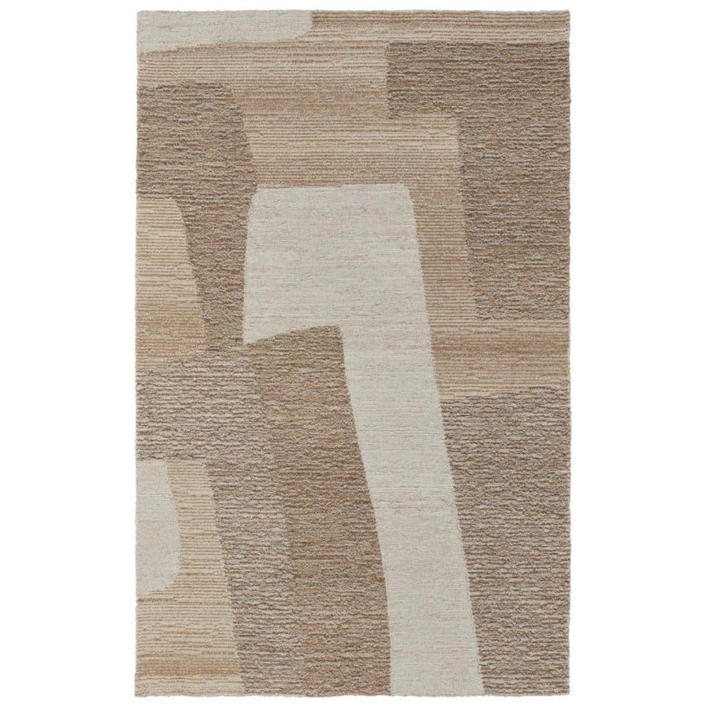 HomeRoots 10 ft. x 14 ft. Brown, Tan, Ivory Abstract Area Rug ...