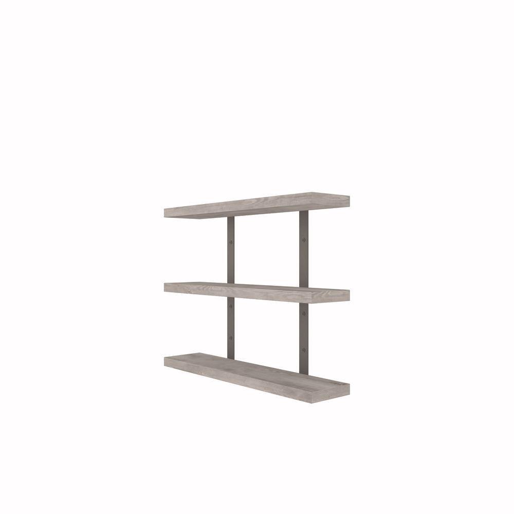 Intrinsic Haven Grace Rustic 24 in. W x 5.5 in. D Gray Pine Wood Tiered ...