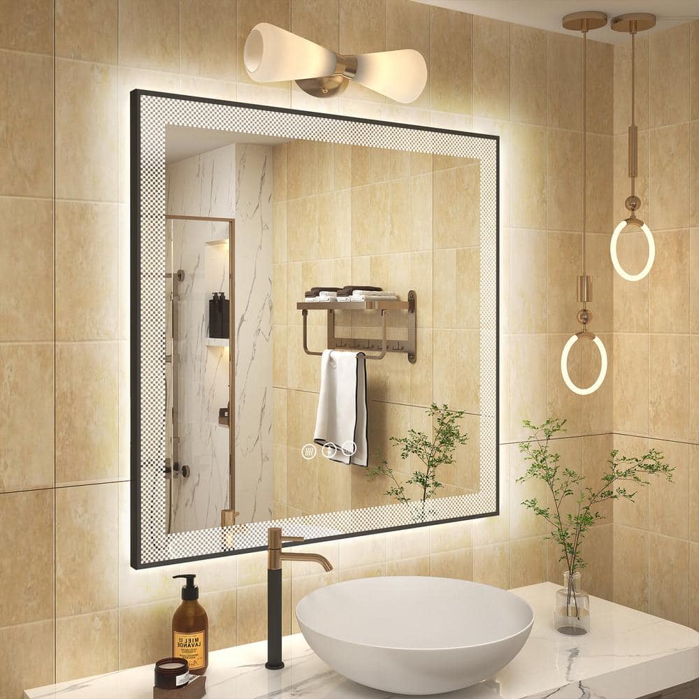 Apmir 36 in. W x 36 in. H Square Framed Checkerboard LED Lighted Anti ...