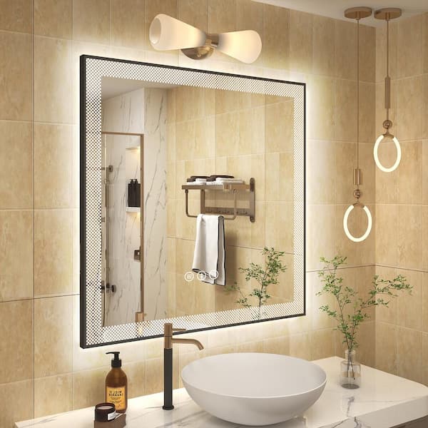 Apmir 36 in. W x 36 in. H Square Framed Checkerboard LED Lighted Anti ...