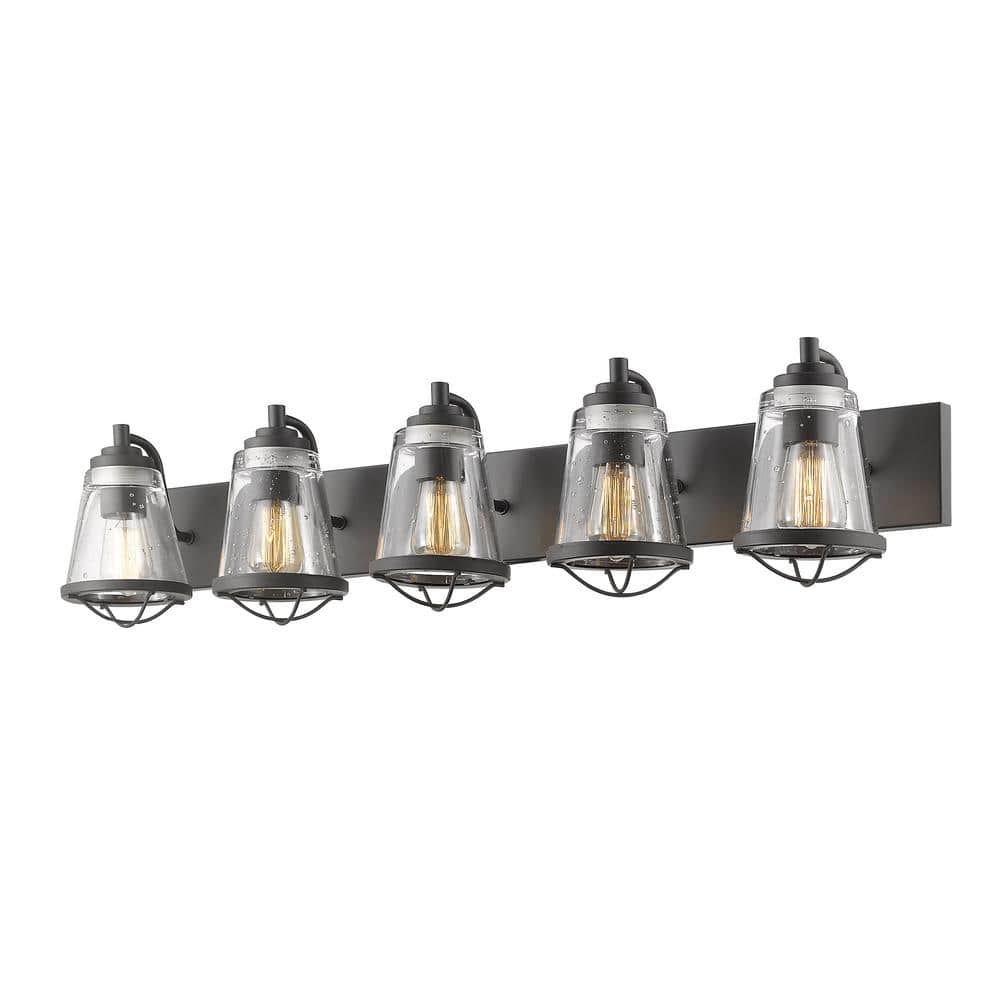 Mariner 40 in. 5-Light Bronze Vanity Light with Glass Shade 444-5V-BRZ ...