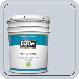 BEHR PREMIUM PLUS 8 oz. #N480-1 Light Drizzle Flat Interior/Exterior ...