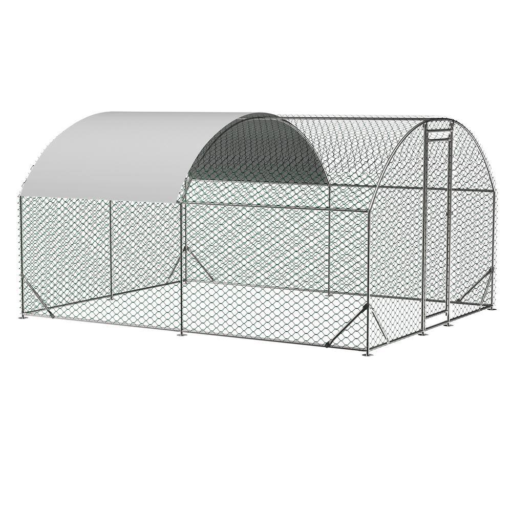 Thanaddo 10 ft. x 13 ft. Galvanized Large Metal Walk-in Chicken Coop ...