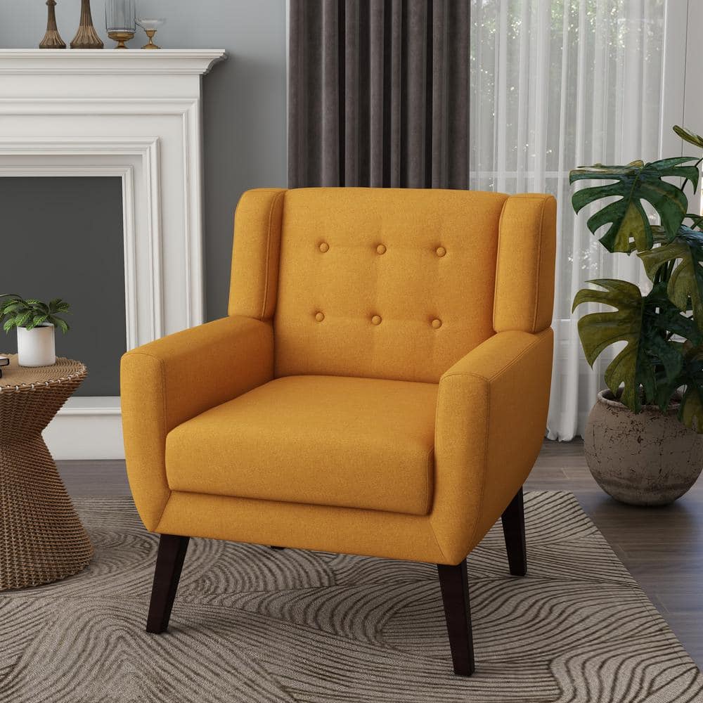 Uixe Orange Linen Upholstery Arm Chair (Set of 1) IDF-SF0003-ORANGE ...