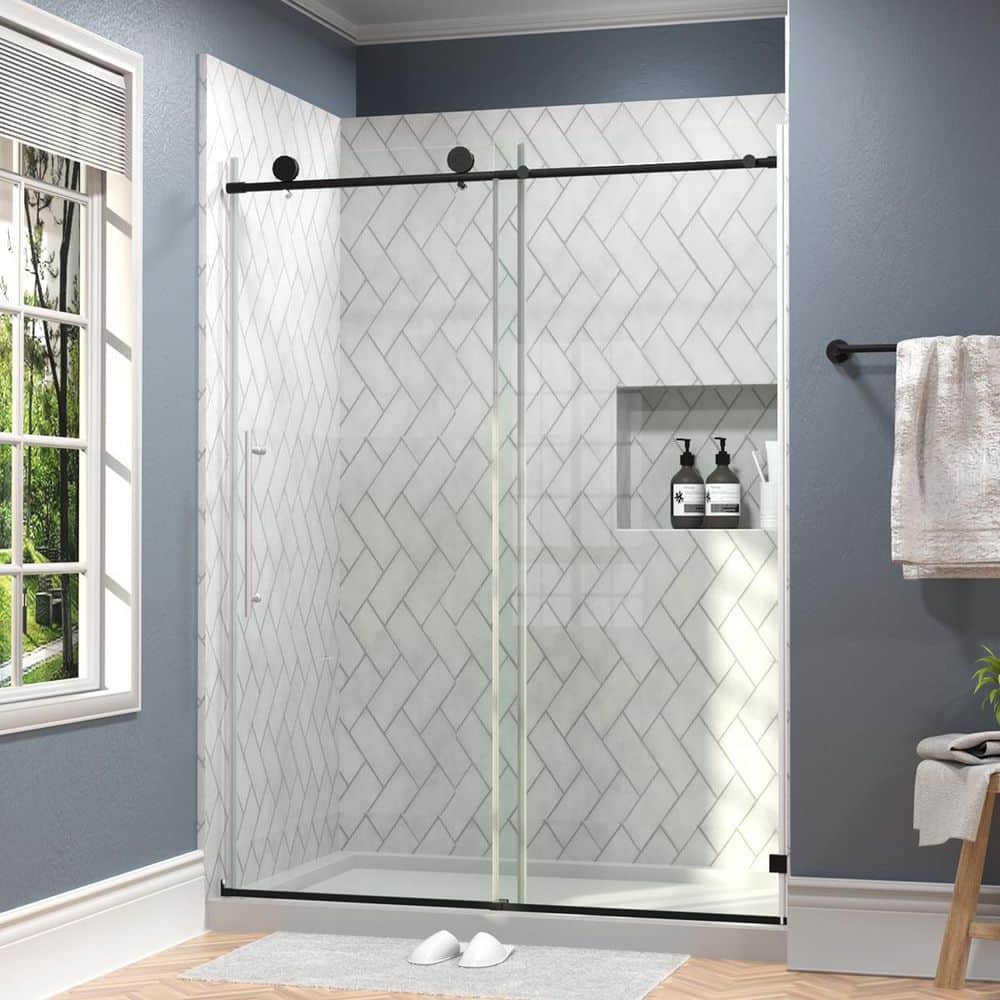 tydex Arcus 60 in. W x 76 in. H Sliding Semi-Frameless Shower Door in ...