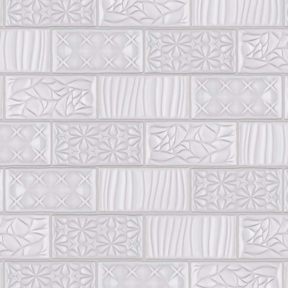 Merola Tile Antic Sensations Milk 3 in. x 6 in. Ceramic Wall Tile (4.16 ...