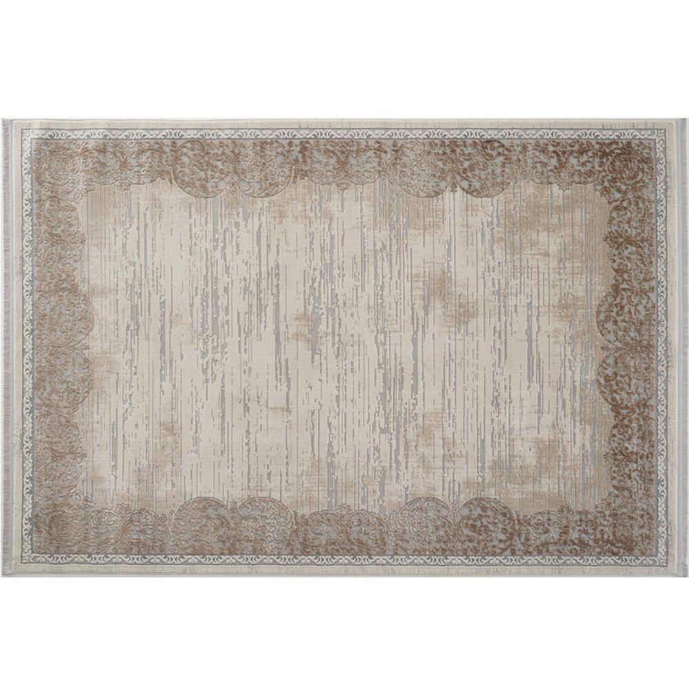 Benjara Trix Beige, Gray and Brown 8 ft. x 10 ft. Geometric Area Rug ...