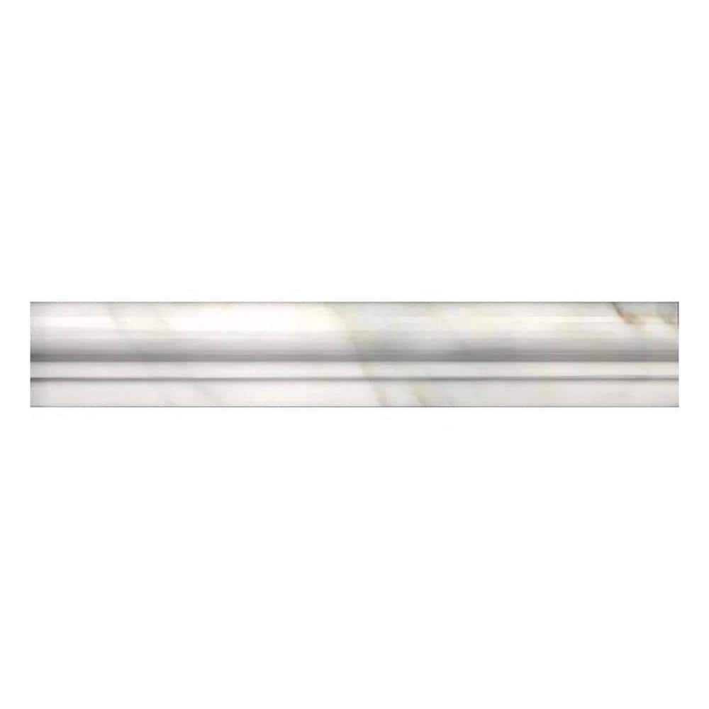 Apollo Tile Grandis White 2 in. x 12 in. Polished Calacatta Gold Marble ...