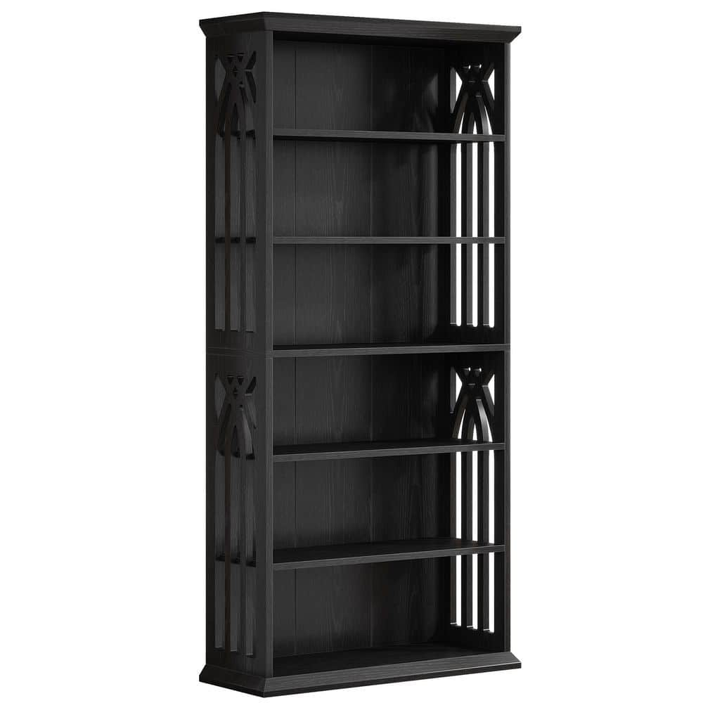 TRIBESIGNS WAY TO ORIGIN Frailey 75 in. Tall Black Wood 6-Shelf ...