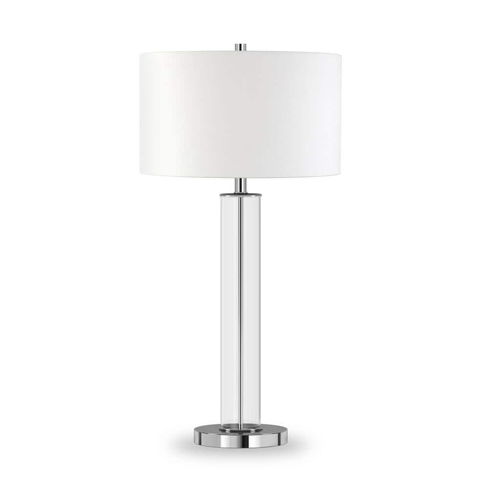 HomeRoots 29 in. White Modern Integrated LED Buffet Table Lamp with ...