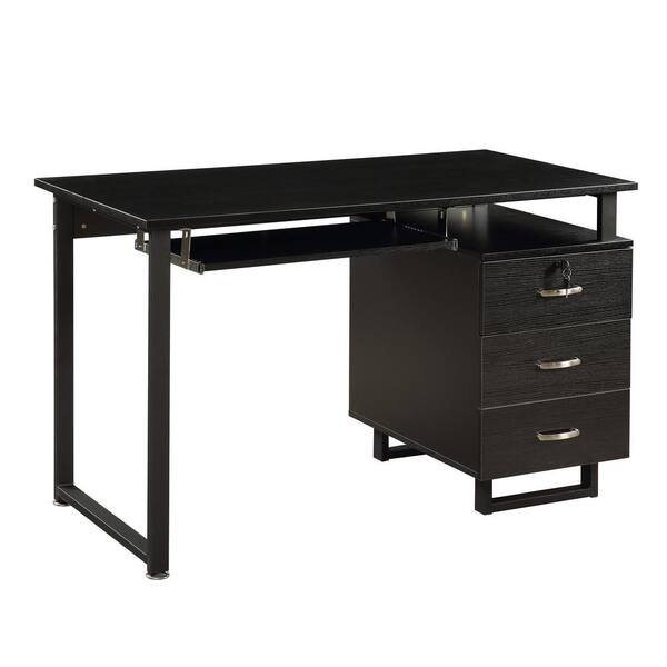 Magic Home 47.2 in. Rectangular Black Wood Frame 3-Drawer Home Office ...