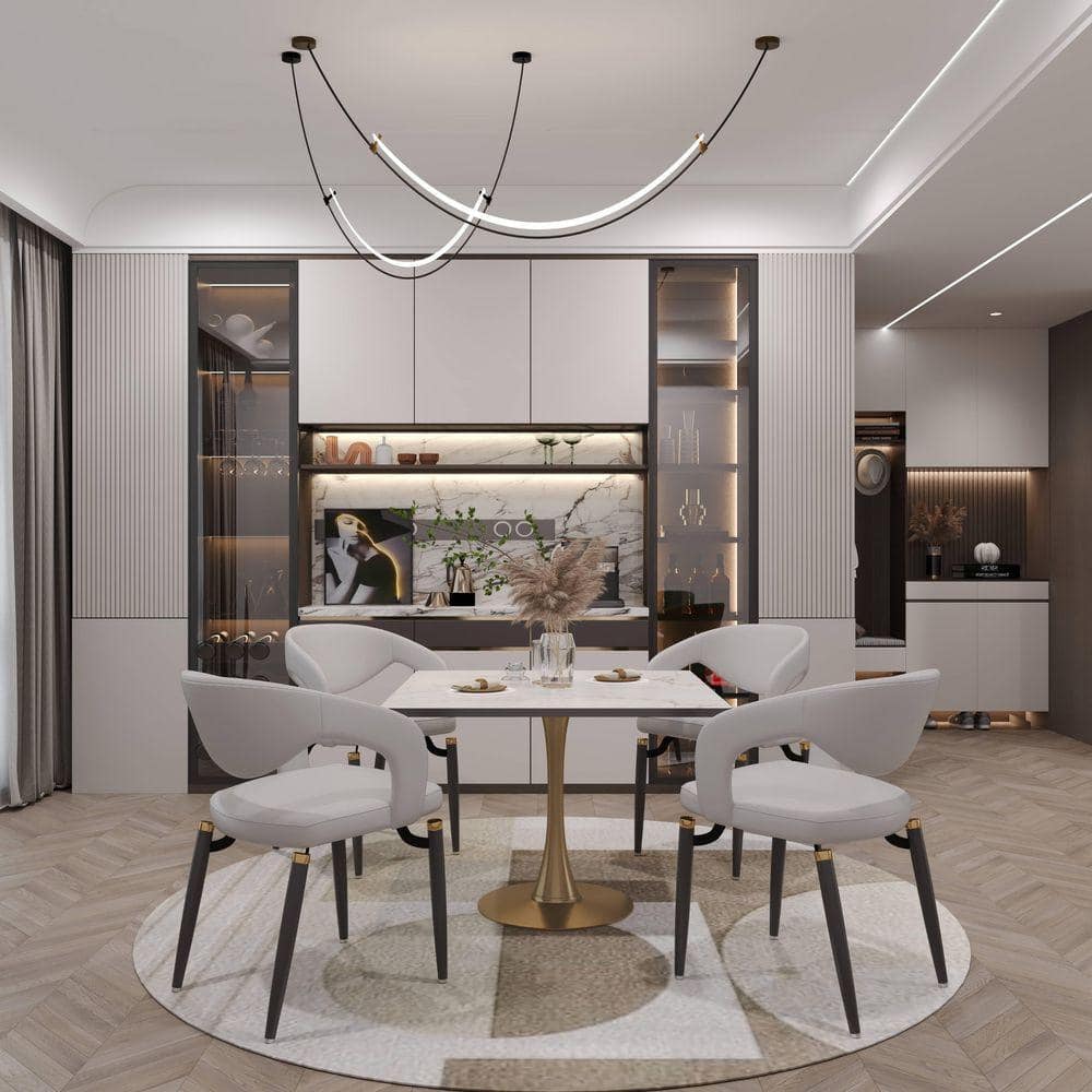 LeisureMod Bristol 35 in. Square Dining Table with Marbled White MDF ...