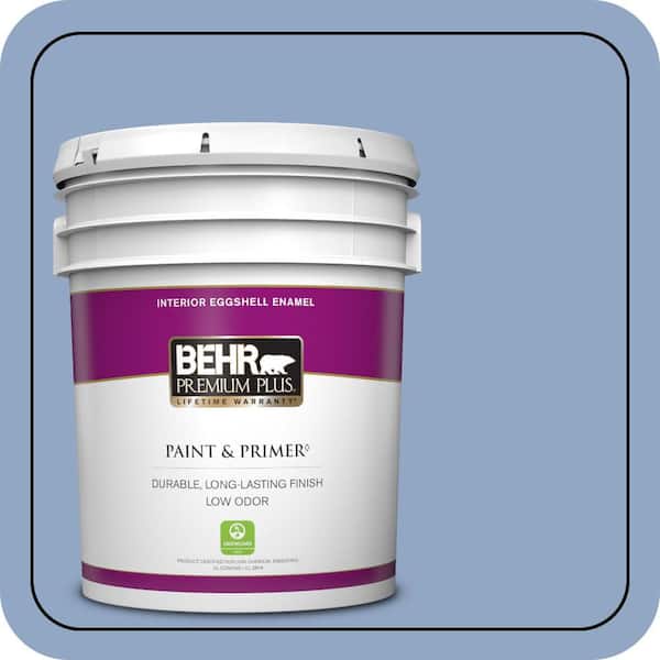 BEHR PREMIUM PLUS 5 gal. #PPU15-13 Blue Hydrangea Eggshell Enamel Low ...