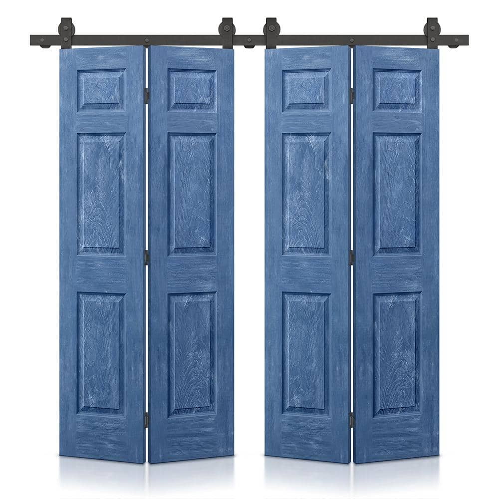CALHOME 72 in. x 84 in. Hollow Core Vintage Blue Stain 6 Panel MDF ...