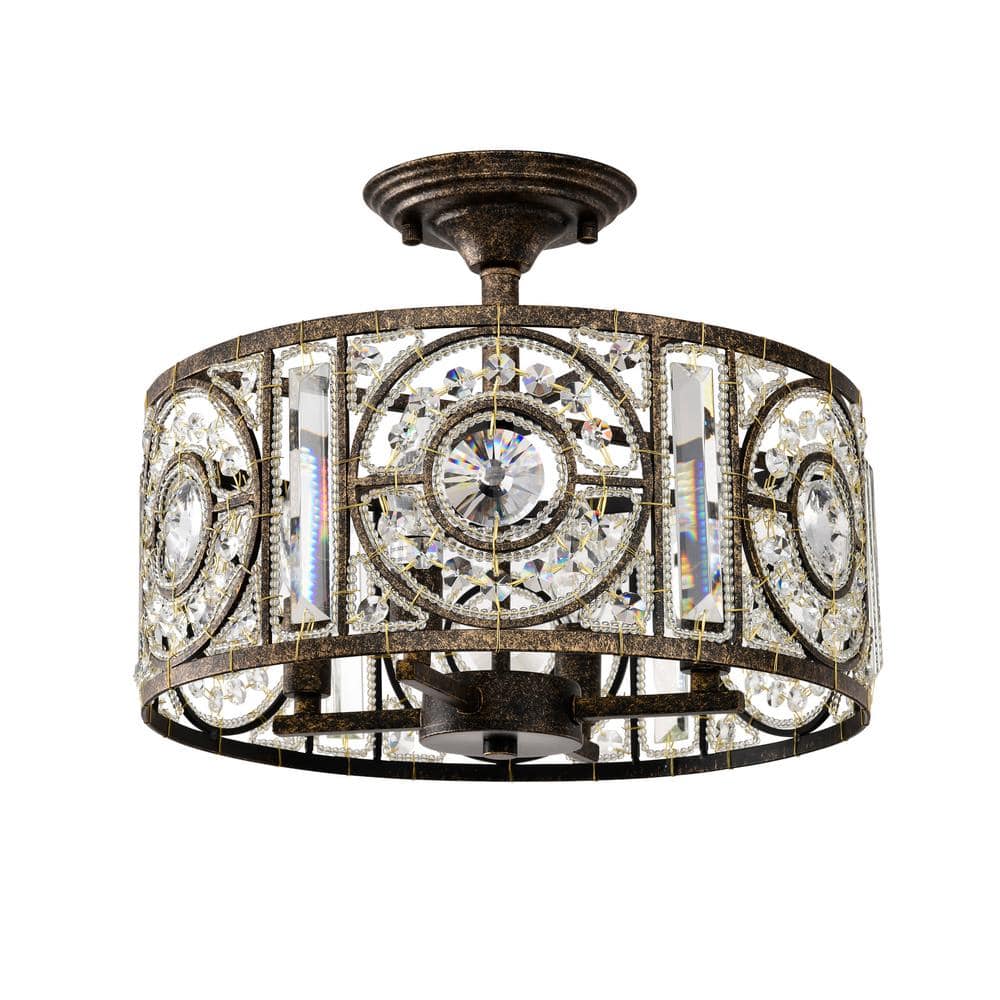 Warehouse of Tiffany Sigyn 14.1 in. 4-Light Indoor Antique Bronze ...