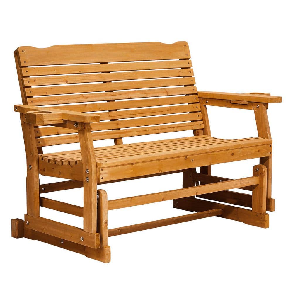 Karl home 48 in. 2-Person Solid Wood Outdoor Glider Bench K1G56001843 ...