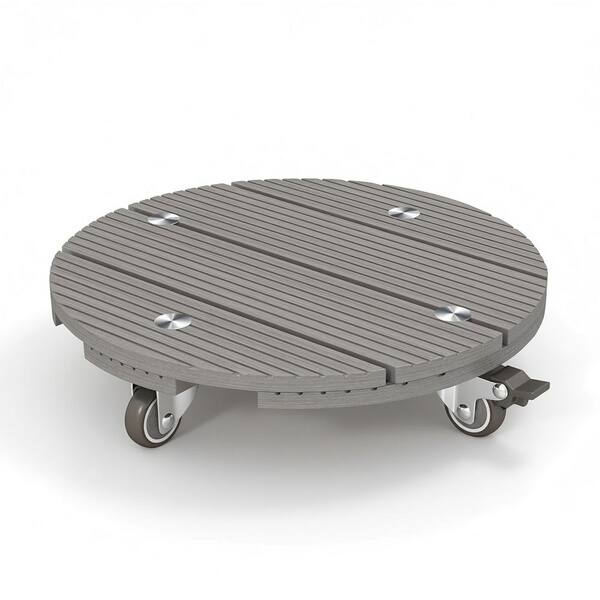 mondaria 13.8 in. Grey Round WPC Plant Caddy Heavy Duty with Locking ...