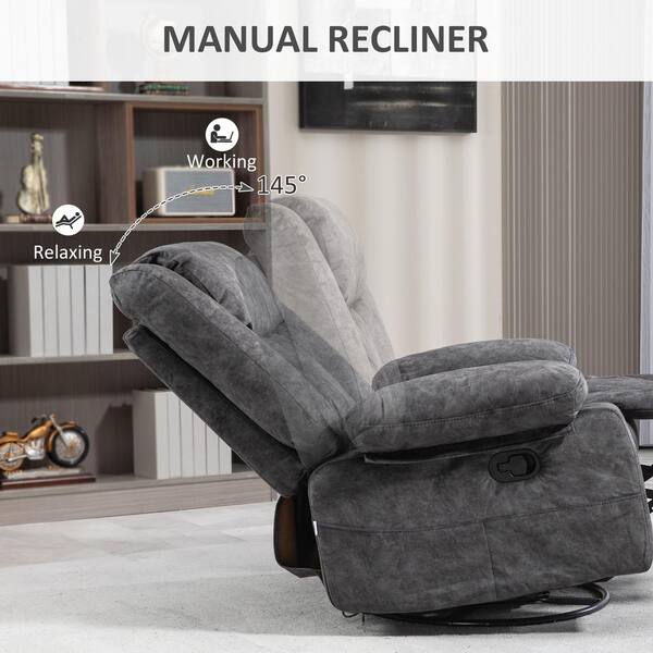 HOMCOM Swivel Rocker Recliner Chair for Living Room Fabric Reclining Chair for Nursery Rocking Chair with Footrest 839 990V00CG