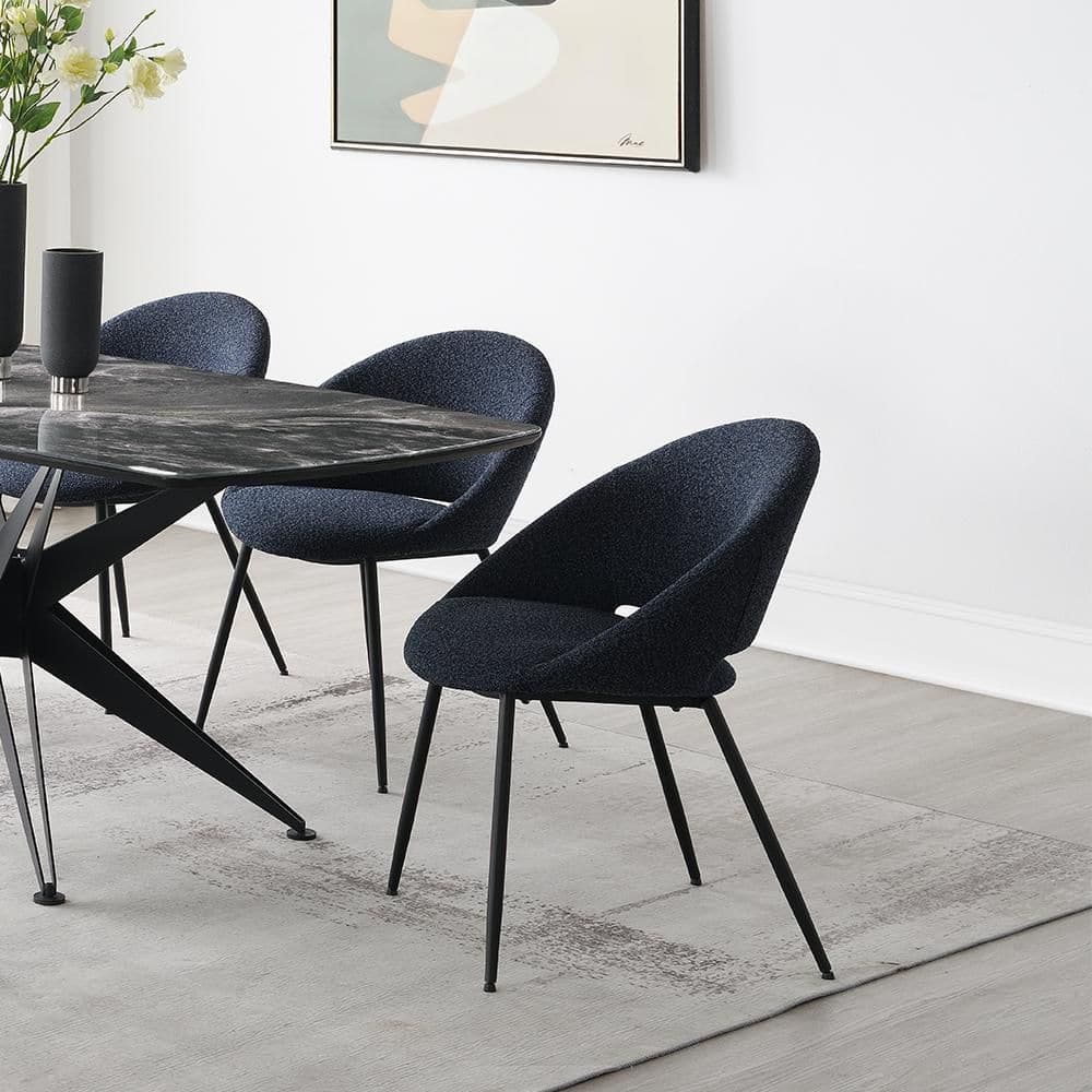 Acme Furniture Klaus Black Boucle and Black Finish Polyester Side Chair ...