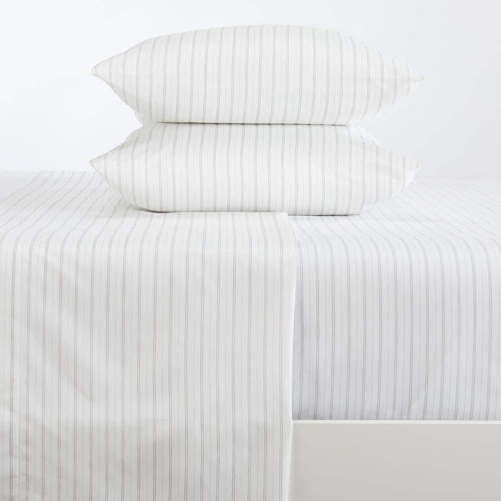 FRESHFOLDS Super Soft 4-Piece Dark Grey Microfiber Full Striped Sheet ...