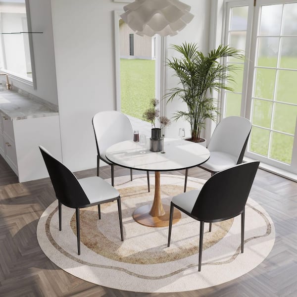 Leisuremod Bristol 31 in. Round Dining Table with MDF Top and Natural ...