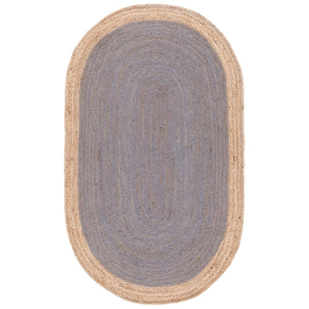 SAFAVIEH Natural Fiber Gray/Beige Doormat 3 ft. x 5 ft. Woven Ascending ...