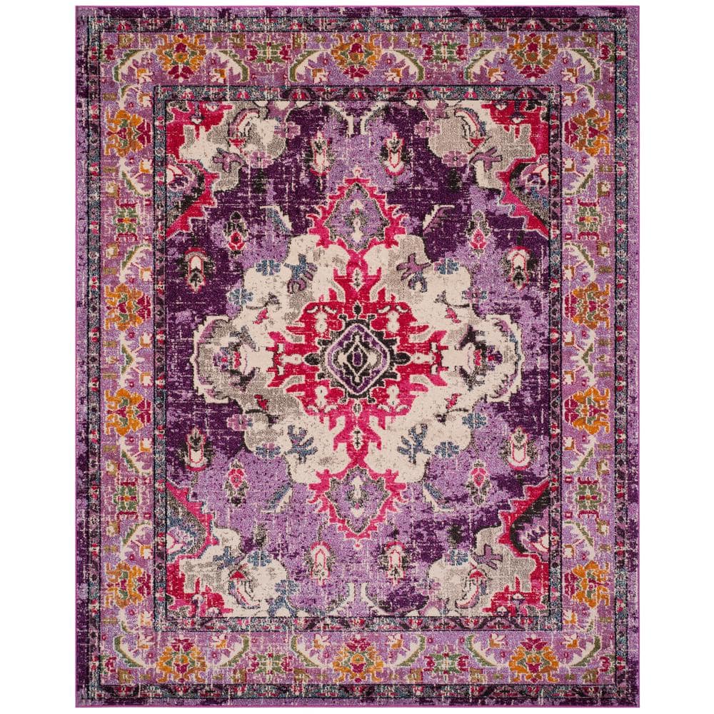 SAFAVIEH Monaco 9 ft. x 12 ft. Violet/Fuchsia Border Area Rug MNC243P-9 ...
