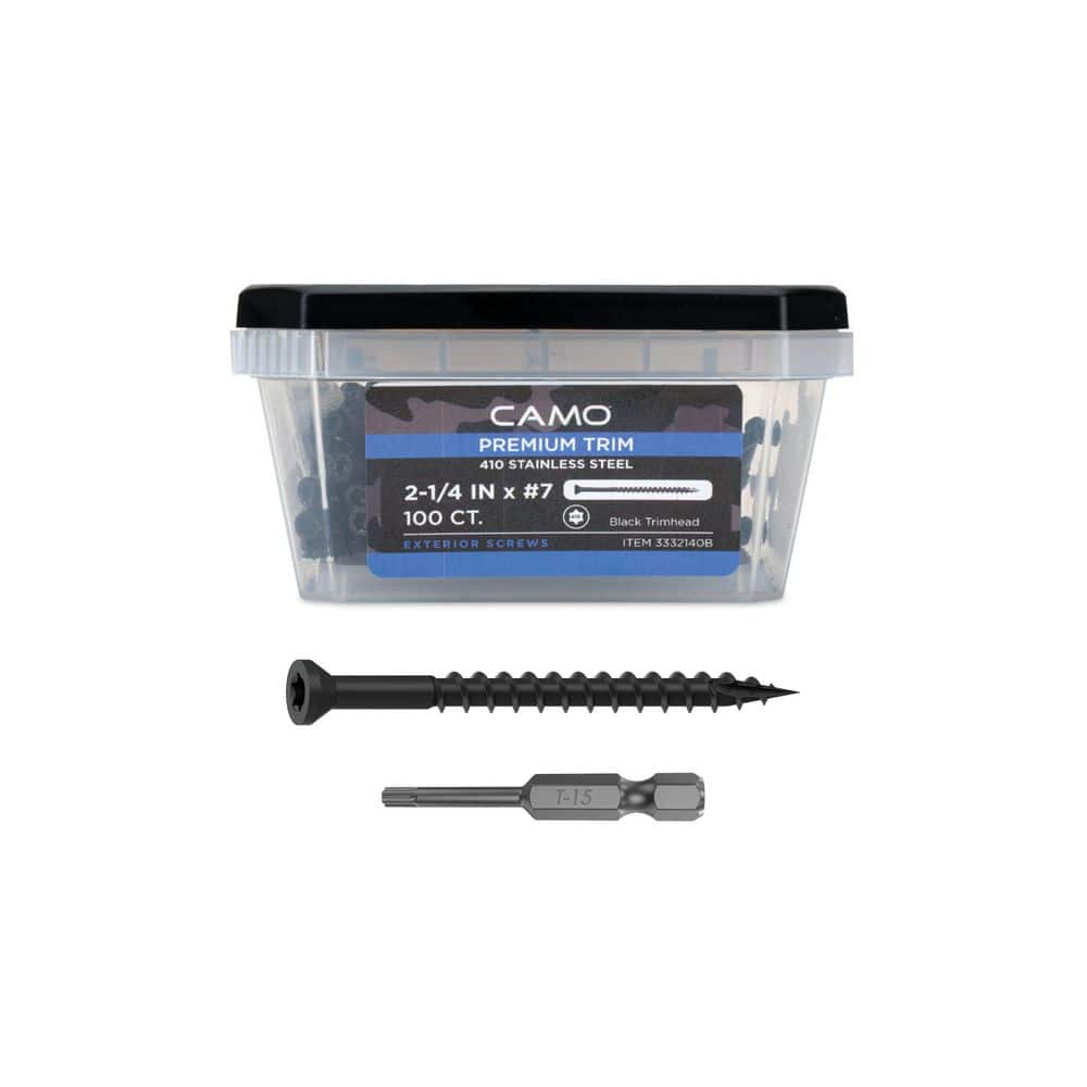 CAMO #7 x 2-1/4 in. 410 Stainless Steel Black Premium Star Drive Trim ...