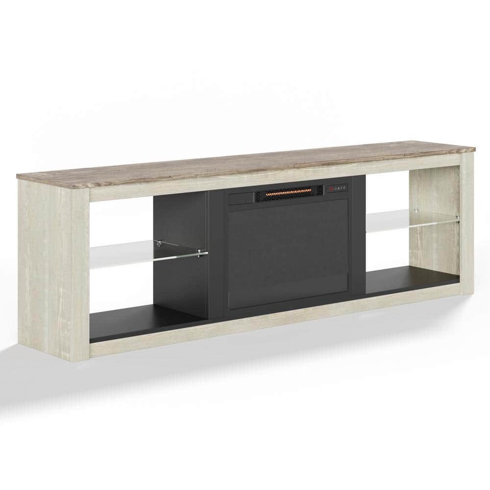 Bestier 71 in. Freestanding Electric Fireplace TV Stand in Marble Black ...