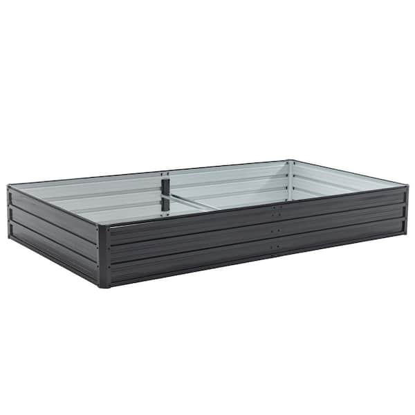 Zeus & Ruta 96 in. L x 48 in. W x 12 in. H Large Galvanized Metal Raised Garden Bed HOP-210 ...