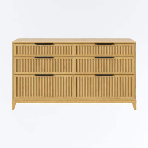 Walker Edison Furniture Company 6-Drawer 56 in W Natural Walker Edison Furniture Company 6-Drawer 56 in W Natural