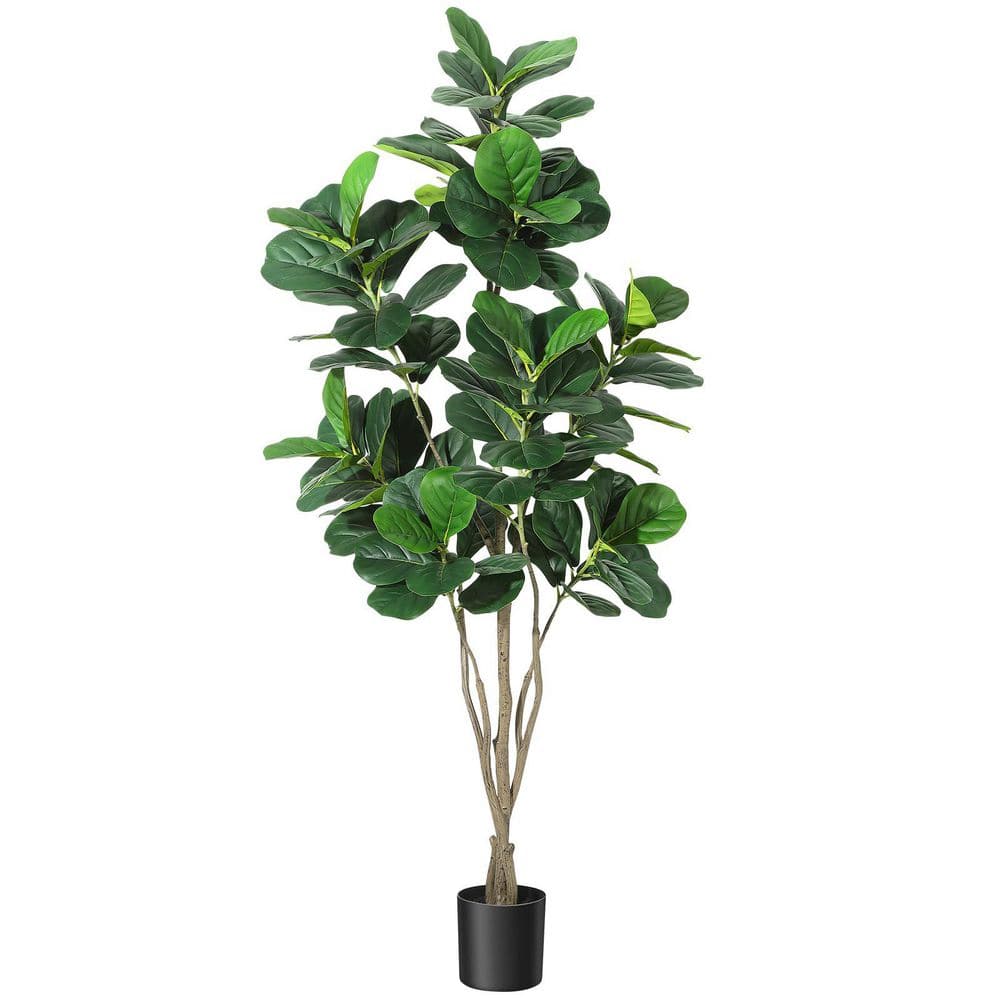 Garvee 6 ft. Artificial Ficus Lyrata Plants Trees In Pot, Tall Fiddle ...