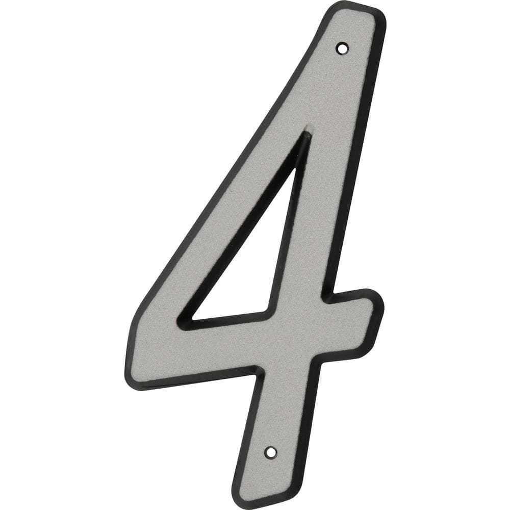 Everbilt 4 in. Plastic Reflective Nail-On House Number 4 30546 - The ...