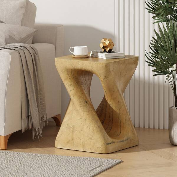 Artistic Design Natural MGO Twist Shape Side Table with Wood-like ...