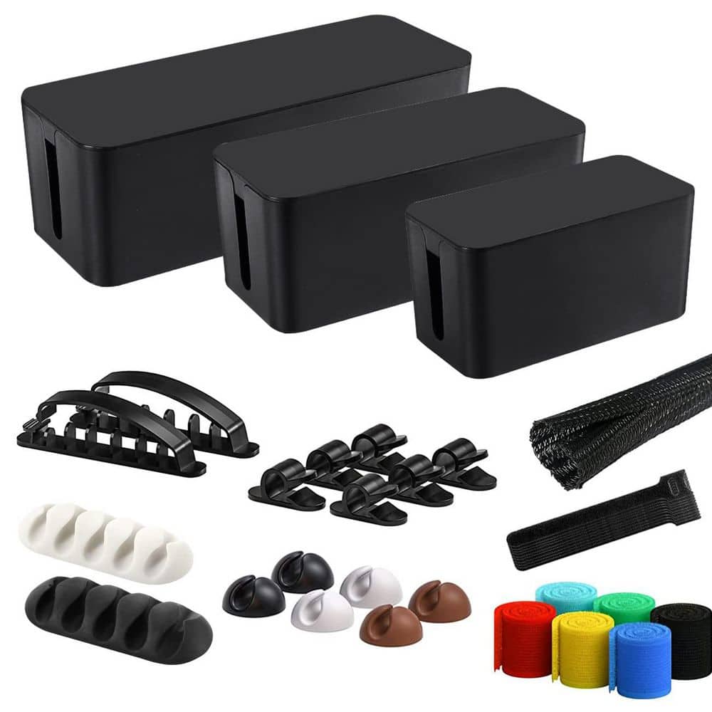 BIBIVIS Multi-Size Cable Management Box Set, Ventilated Cord Storage ...