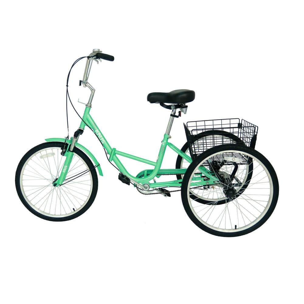Cesicia 20 in. Teal Steel Portable Cruiser Bicycles with Shopping ...