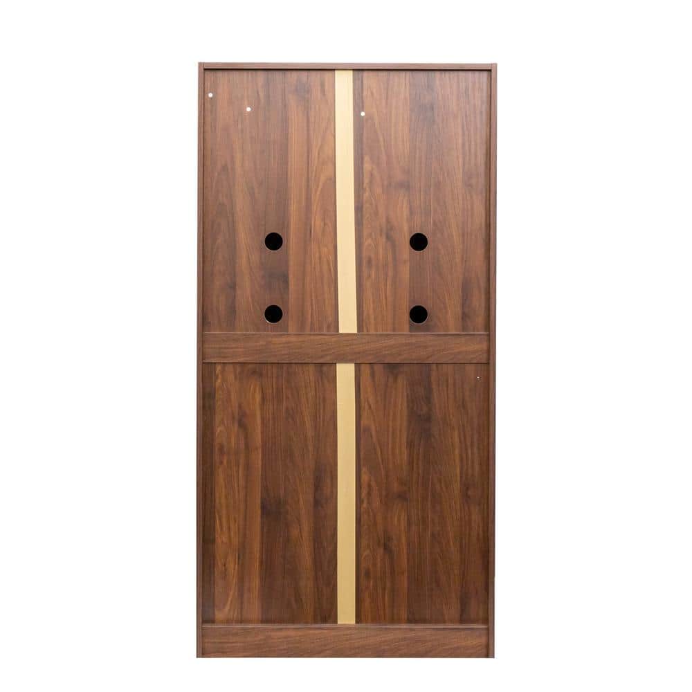 Lycvki 62.99 in. Wood Pantry Organizer with Doors & Shelves in Walnut ...