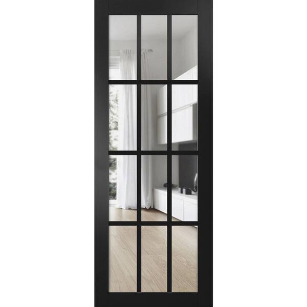 Sartodoors 18 in. x 20 in. Solid Wood Frosted glass Black Matte ...
