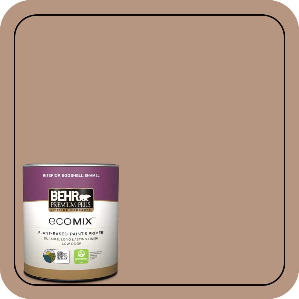 BEHR PREMIUM PLUS 1 qt. #S220-4 Potters Clay Eggshell Enamel EcoMix Plant-Based Interior Paint ...