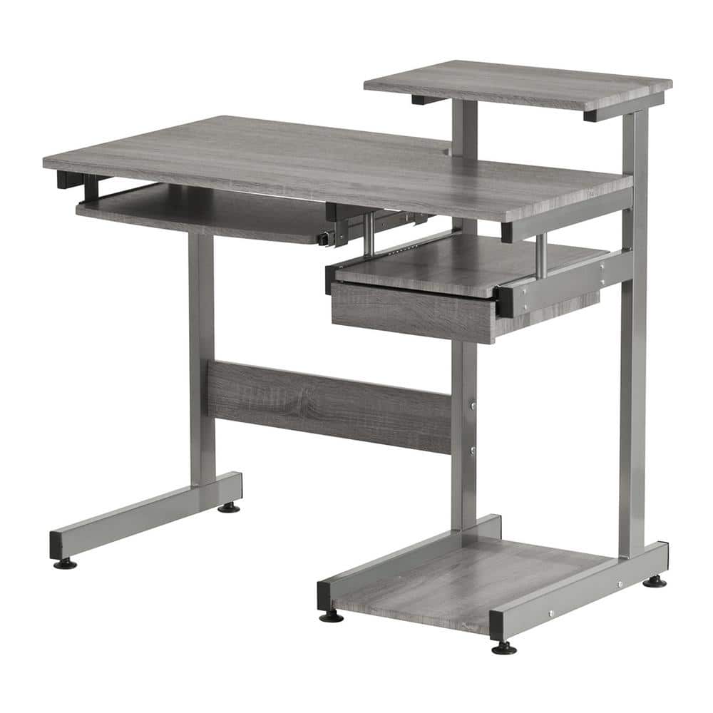 Wateday 22 in. Rectangular Gray Wood 1-Drawer Computer Desk with ...