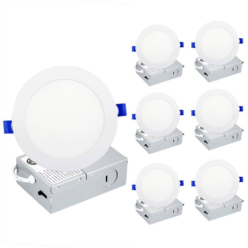 Bieuoram 6 in. Adjustable CCT Indoor Integrated Canless LED Recessed ...