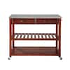 Crosley Cherry Kitchen Cart with Stainless Steel Top KF30052CH - The ...