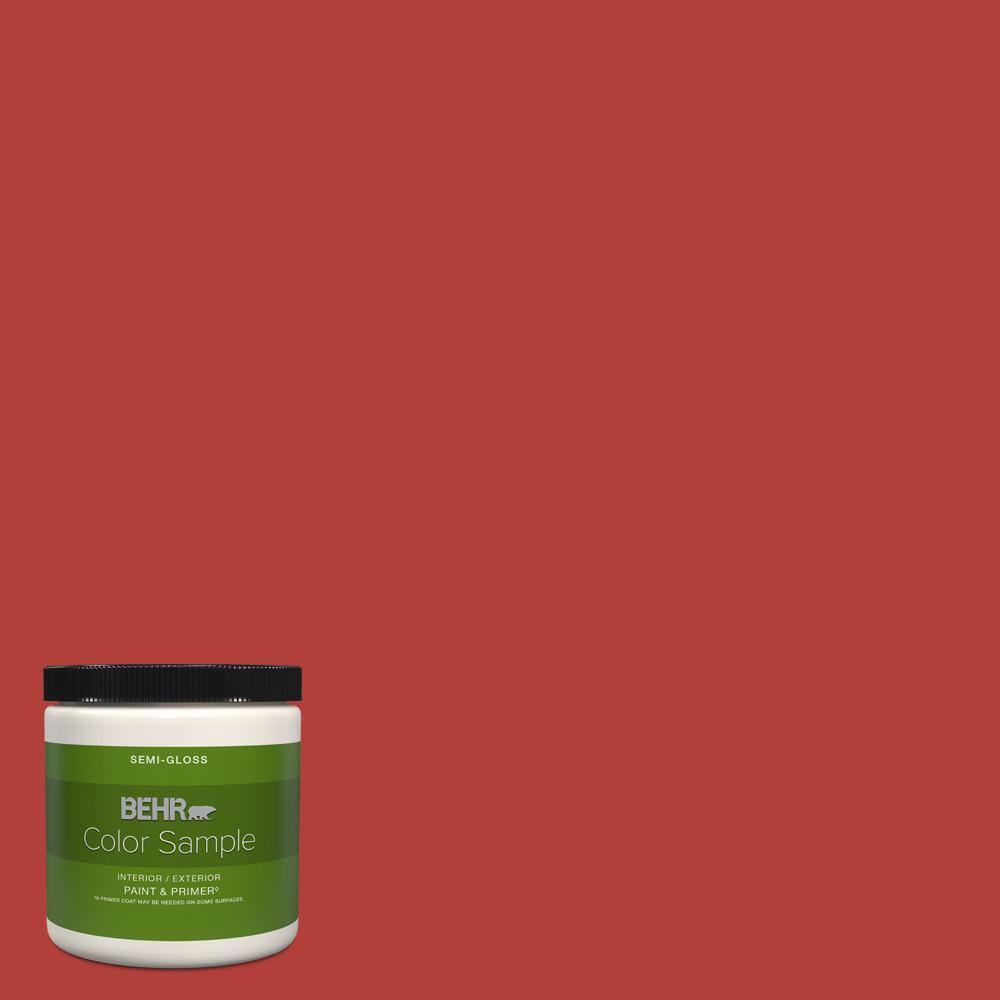 BEHR PREMIUM PLUS 8 oz. #170B-7 Red Tomato Semi-Gloss Interior/Exterior ...