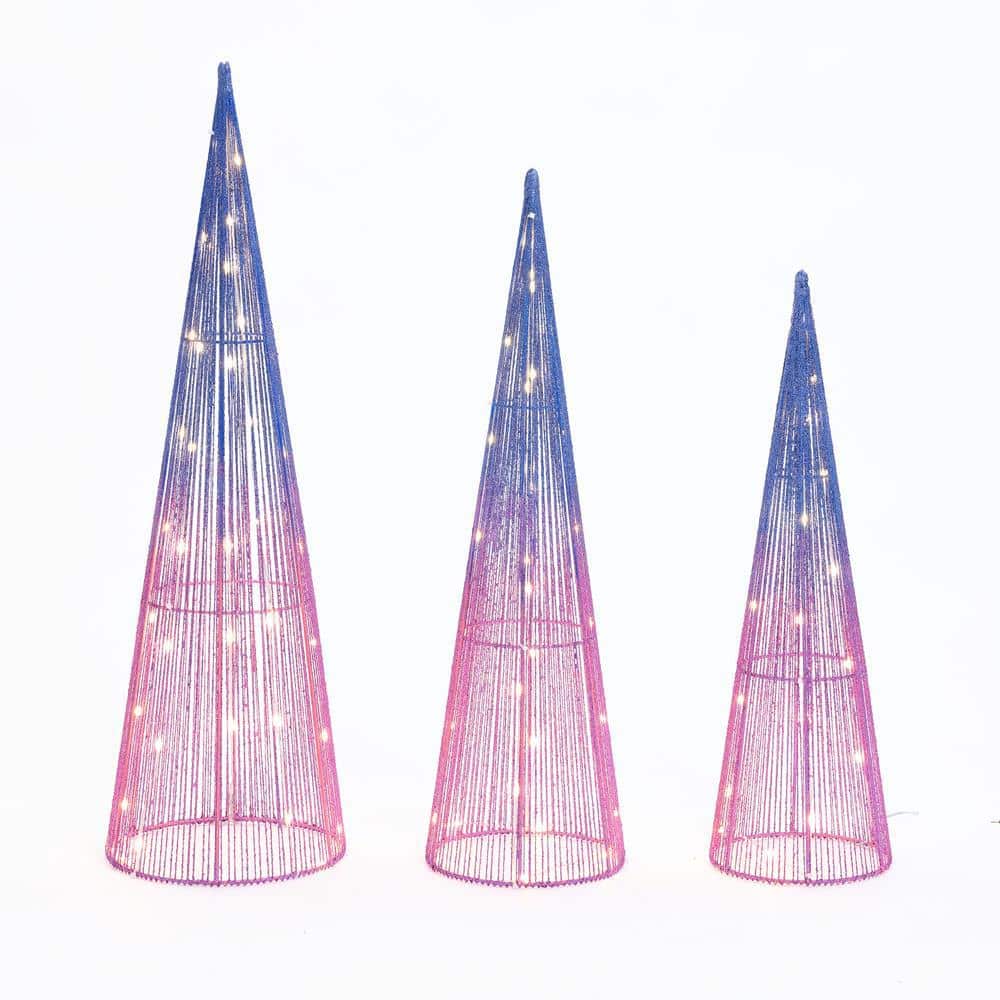 LuxenHome 32.1 in. H Multi-Color Lighted Trees Indoor and Outdoor ...