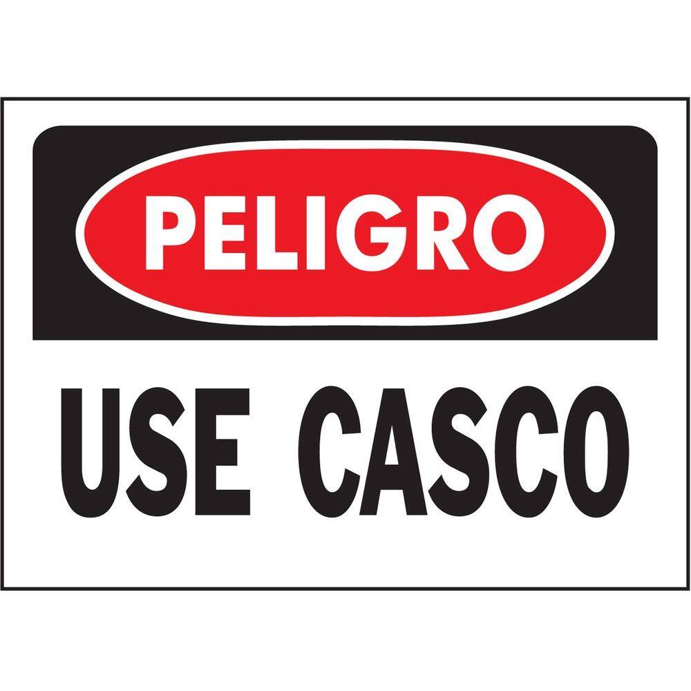 Everbilt 10 in. x 14 in. Plastic Peligro/Use Casco Sign 21206 - The ...
