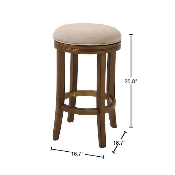 NewRidge Home Victoria 25 inch Counter Height Swivel Stool with Cream Fabric and Honeysuckle Finish