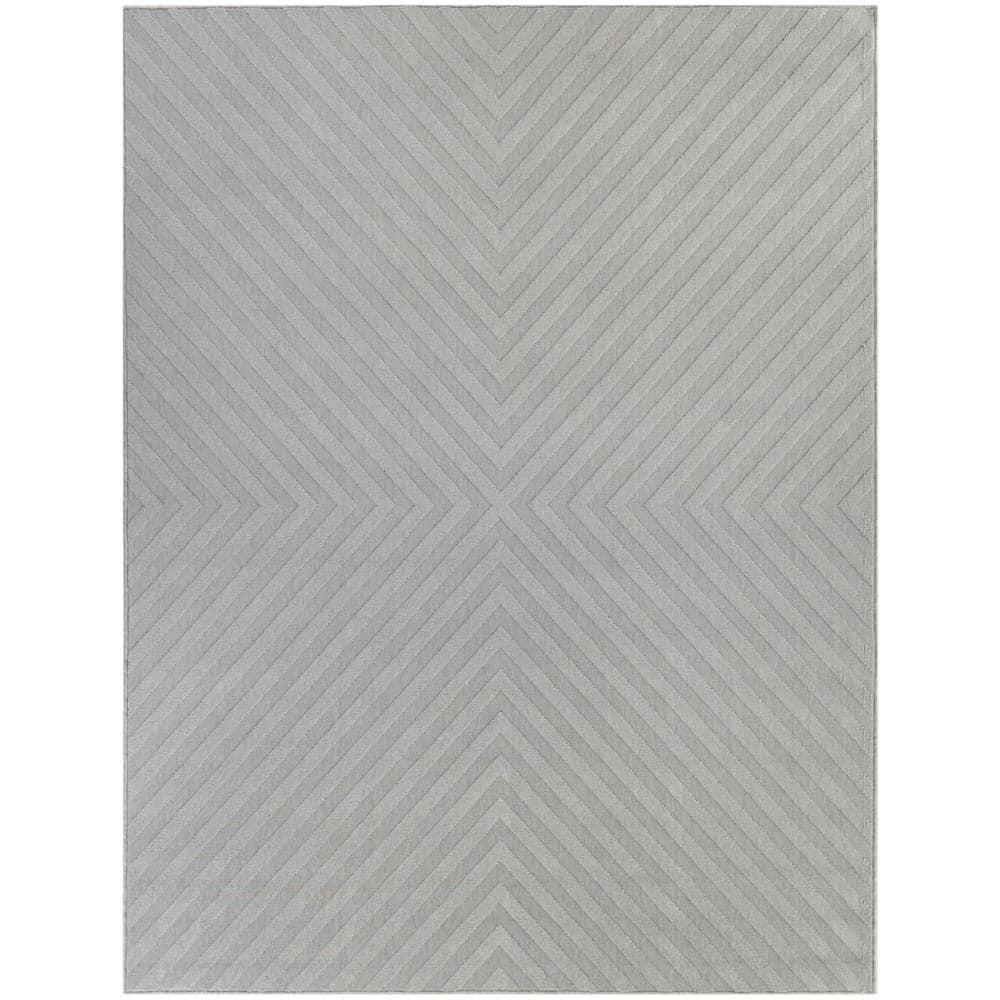 BALTA Issei Grey 5 ft. 3 in. x 7 ft. Geometric Indoor/Outdoor Area Rug ...