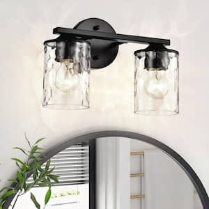 Edvivi 13 in. 2-Light Gold Hardwired Modern Wall Bathroom Vanity Light ...