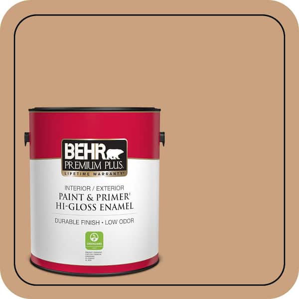 BEHR PREMIUM PLUS 1 gal. #270F-4 Peanut Butter Hi-Gloss Enamel Interior ...